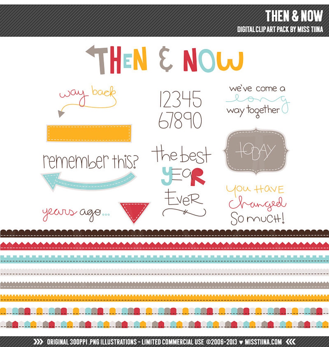 Then & Now Digital Clipart Clip Art Illustrations - Instant Download ...