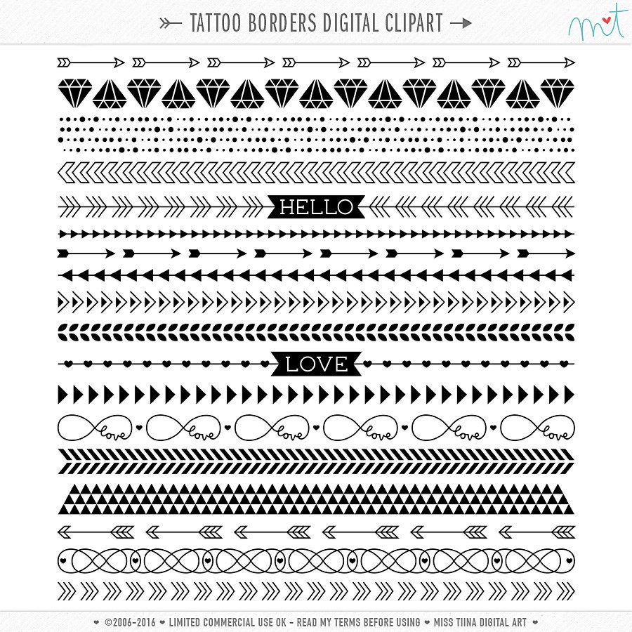 Tattoo Borders Digital Clipart Clip Art Illustrations - Etsy