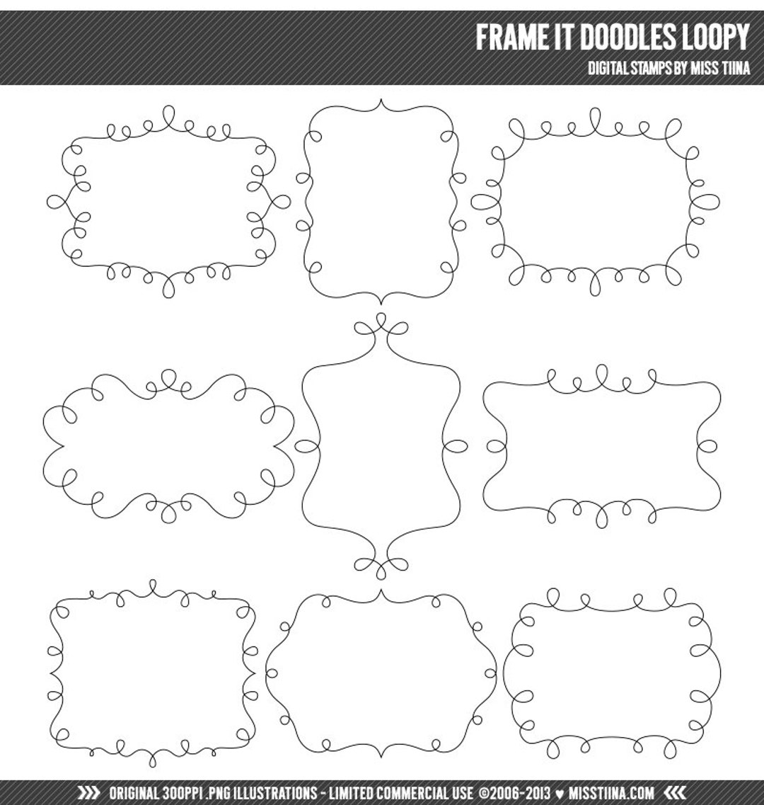 Frame It Doodles Loopy Digital Stamps Clipart Clip Art Illustrations ...