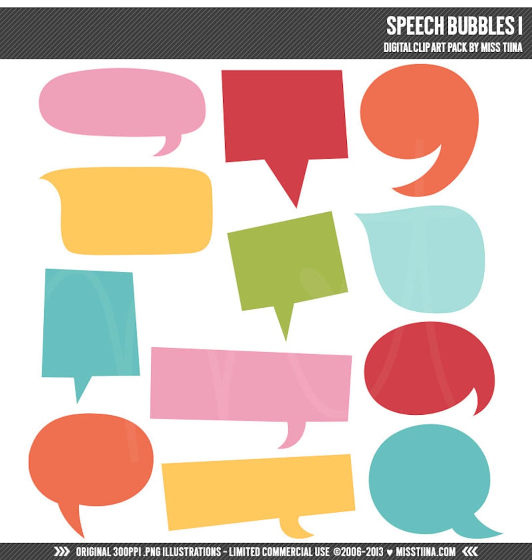 Speech Bubbles1 Digital Clipart Clip Art Illustrations - Instant ...