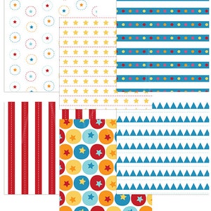 Circus Digital Papers - 6 Patterns for Scrapbooking, Cards, Invitations ...