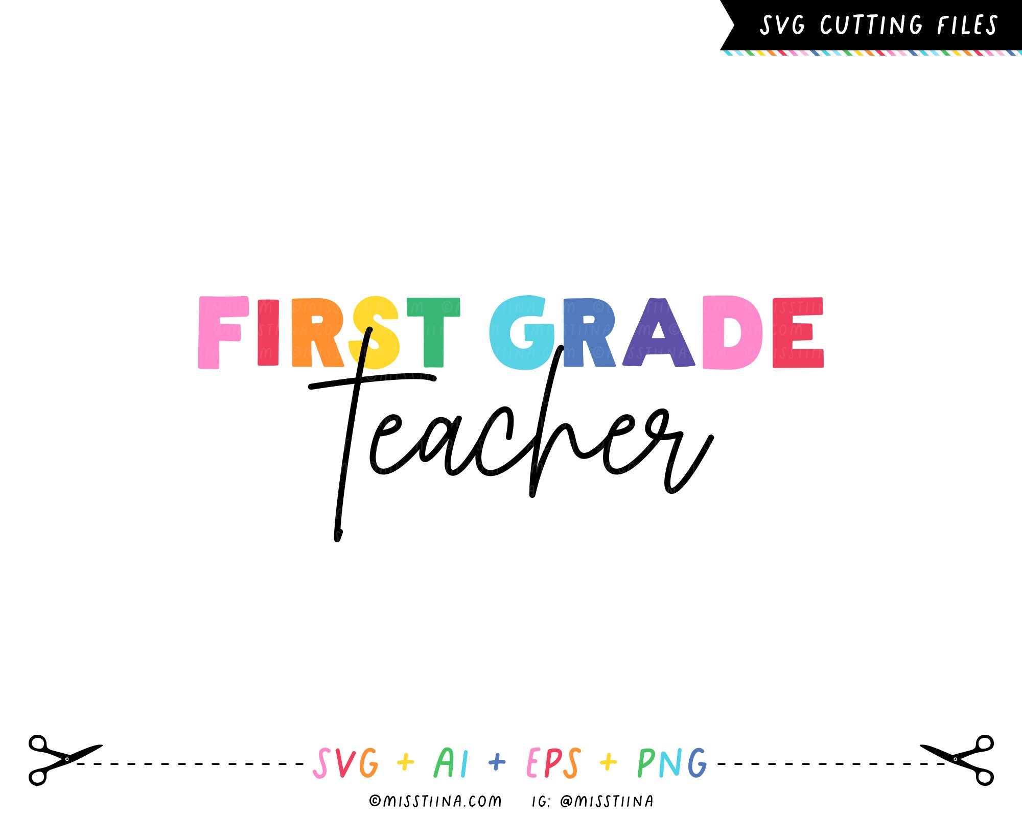Rainbow Teacher Script Grade Levels SVG Digital Cut Files - Etsy