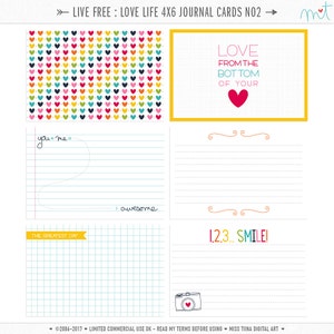 Live Free : Love Life 2 Digital Journal Cards - 3x4 4x6 Project Life ...