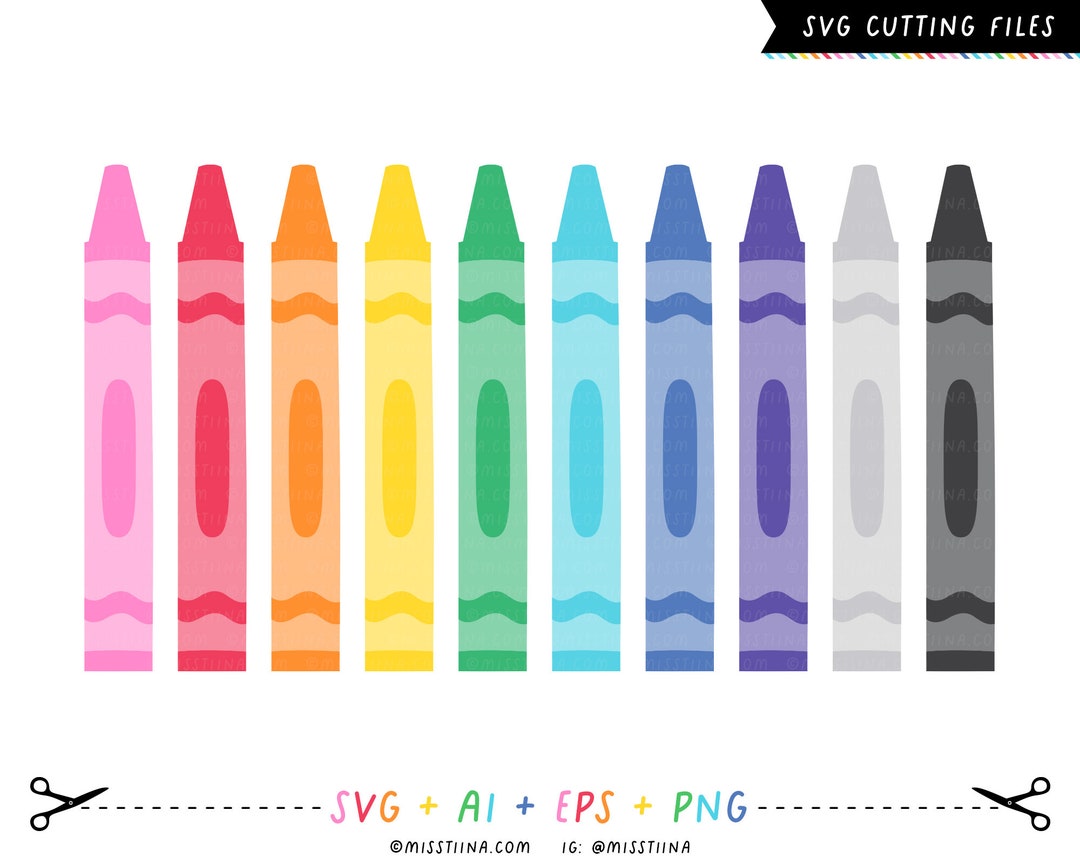 Rainbow Crayons SVG Digital Cut Files + Vectors and Clipart Printables ...