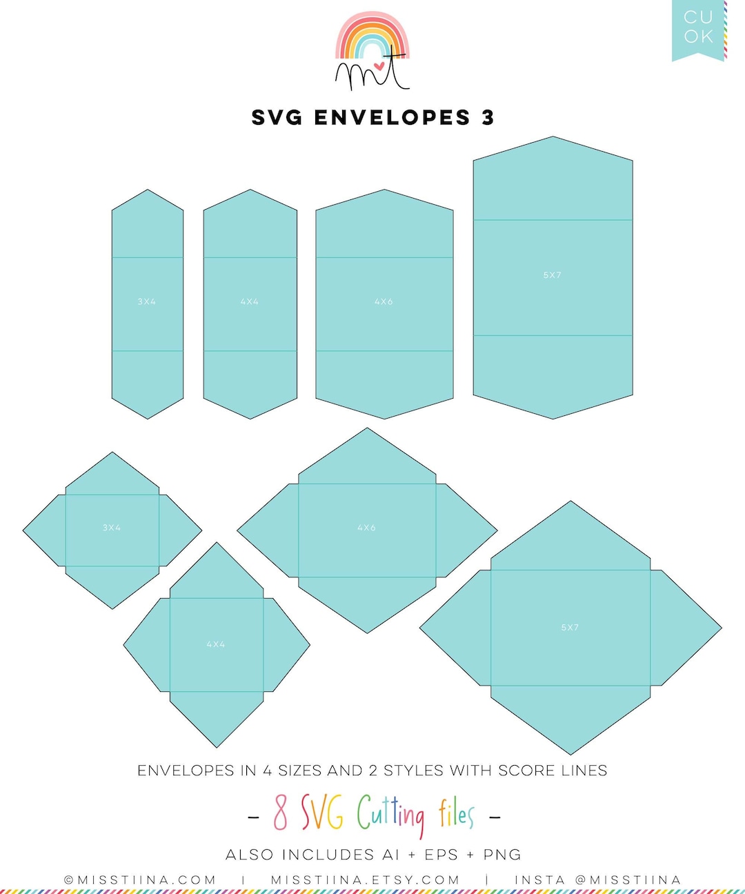 Envelopes 3 SVG Digital Die Cutting Files With Liners + Cards ...