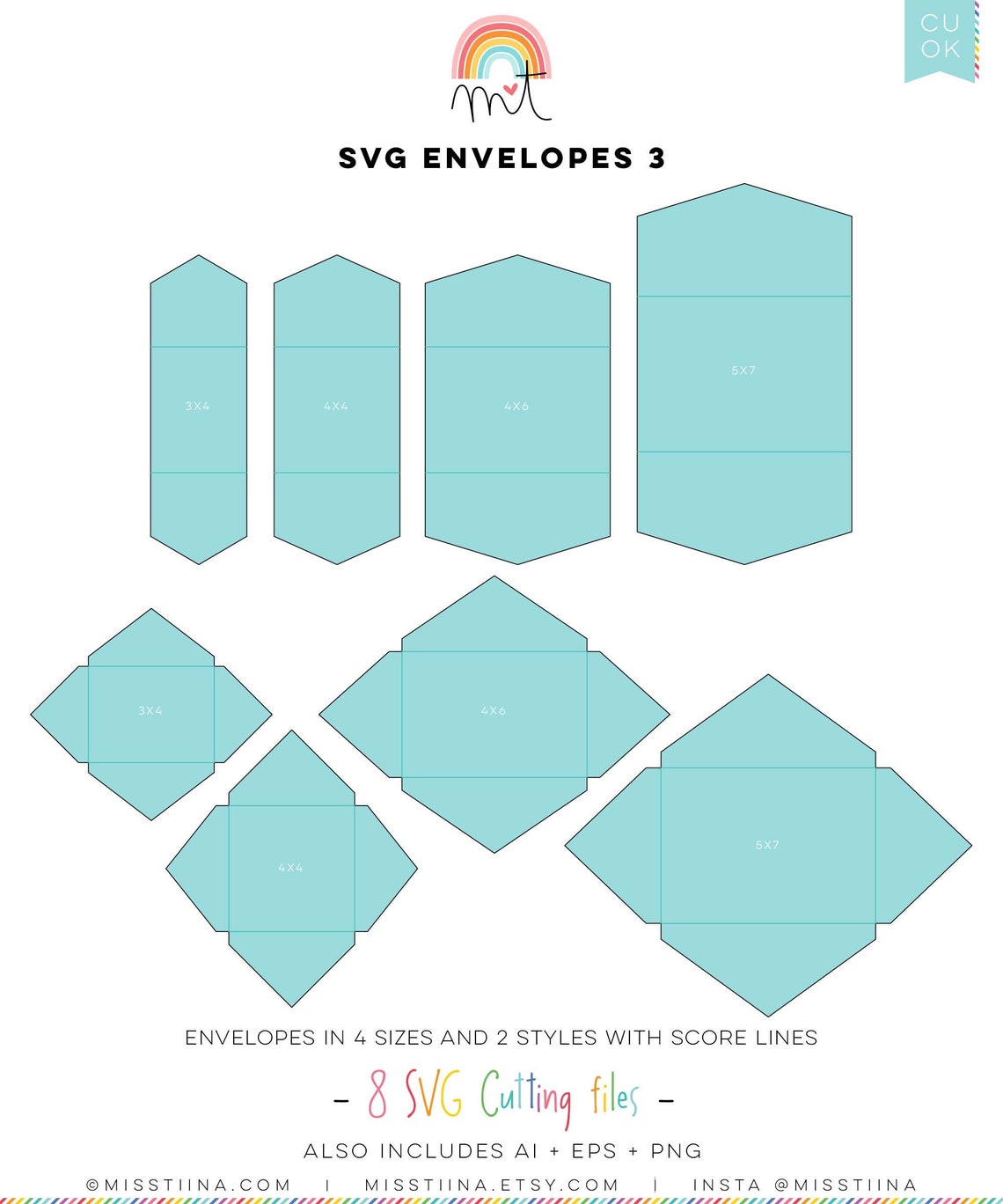 Envelopes 3 SVG Digital Die Cutting Files With Liners Cards - Etsy