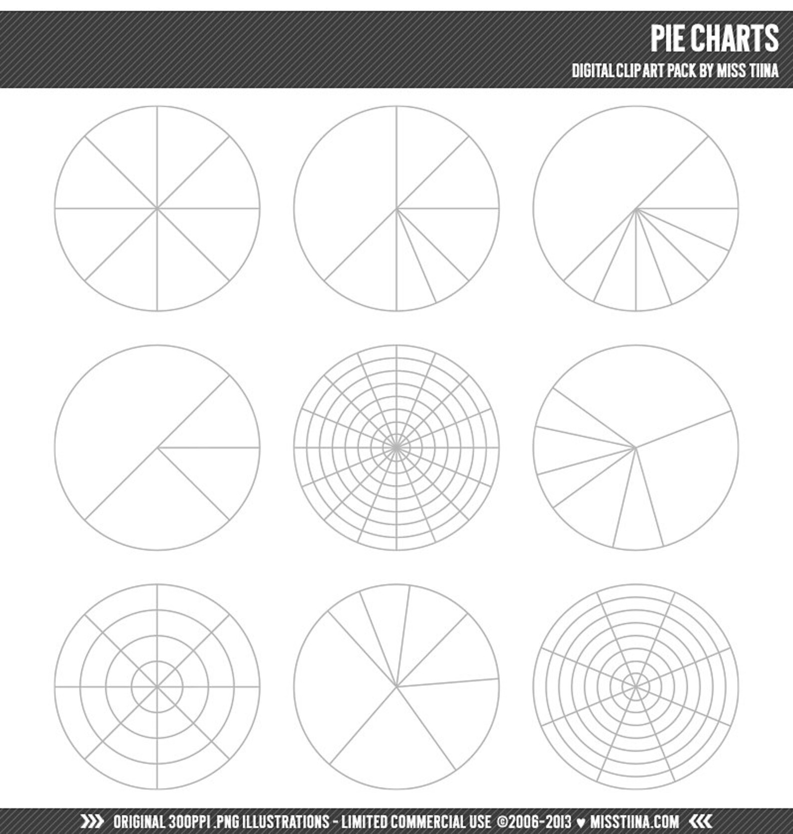 Pie Charts Digital Clipart Clip Art Illustrations Instant Download ...