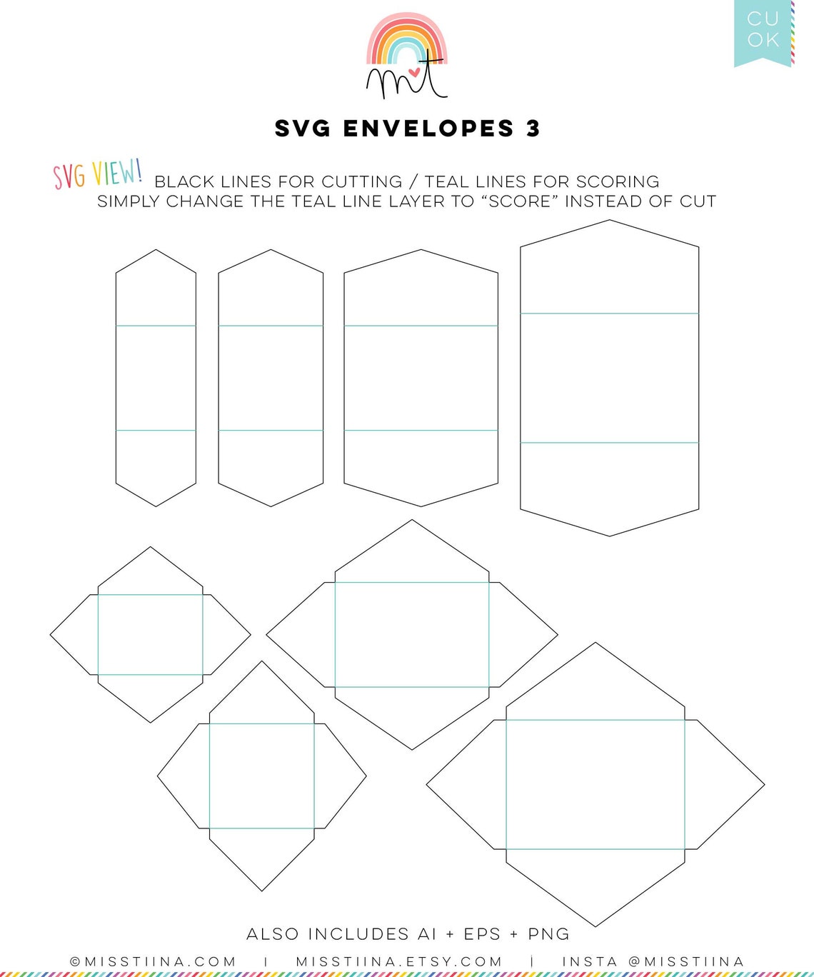 Envelopes 3 SVG Digital Die Cutting Files With Liners Cards - Etsy