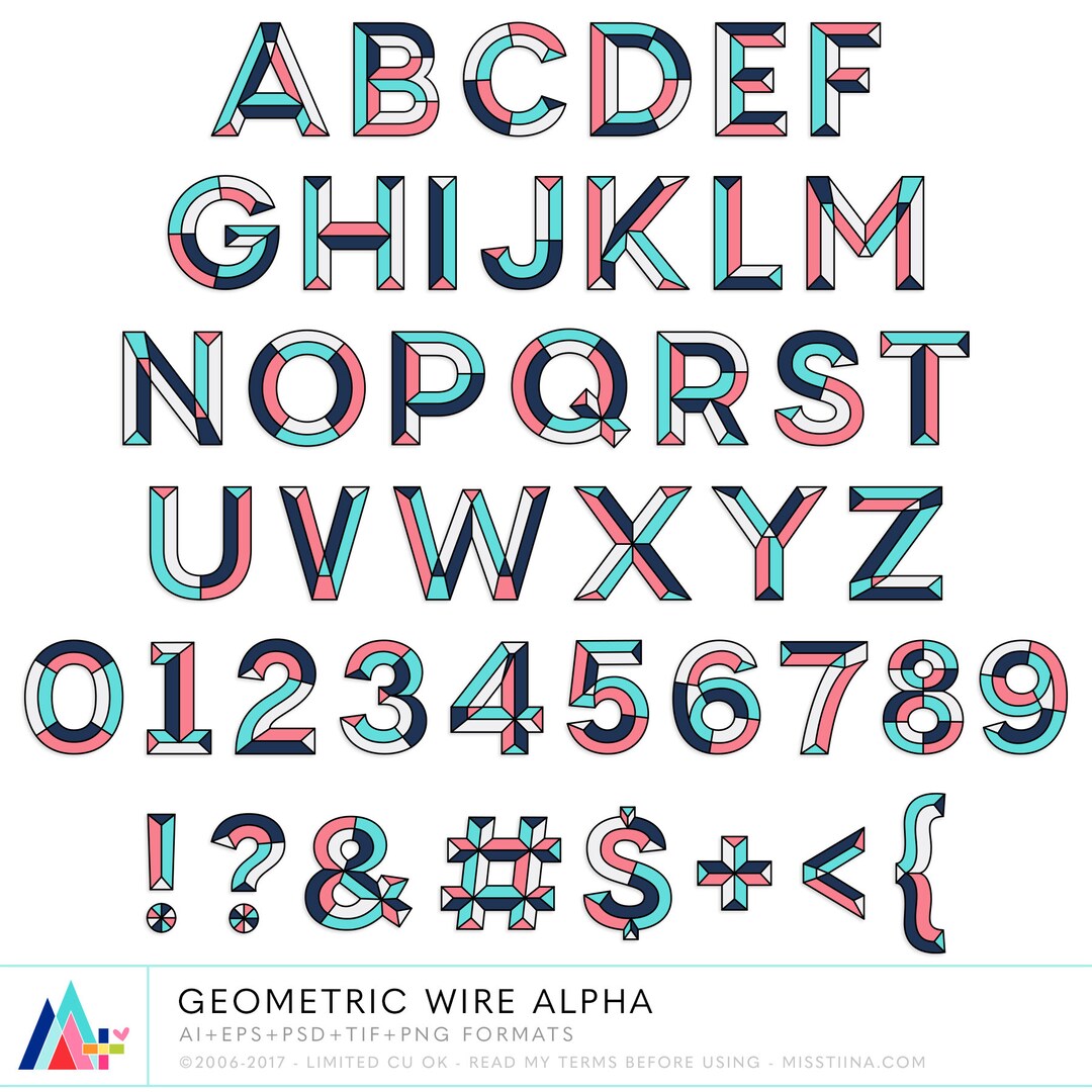 Geo Wire Alpha Digital Clipart Clip Art Illustrations - Instant ...