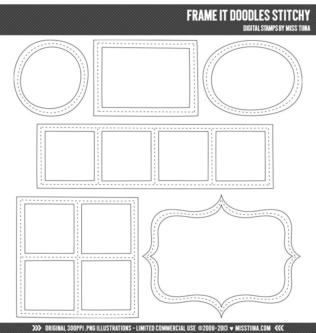 Frame It Doodles Stitchy Digital Stamps Clipart Clip Art Illustrations ...