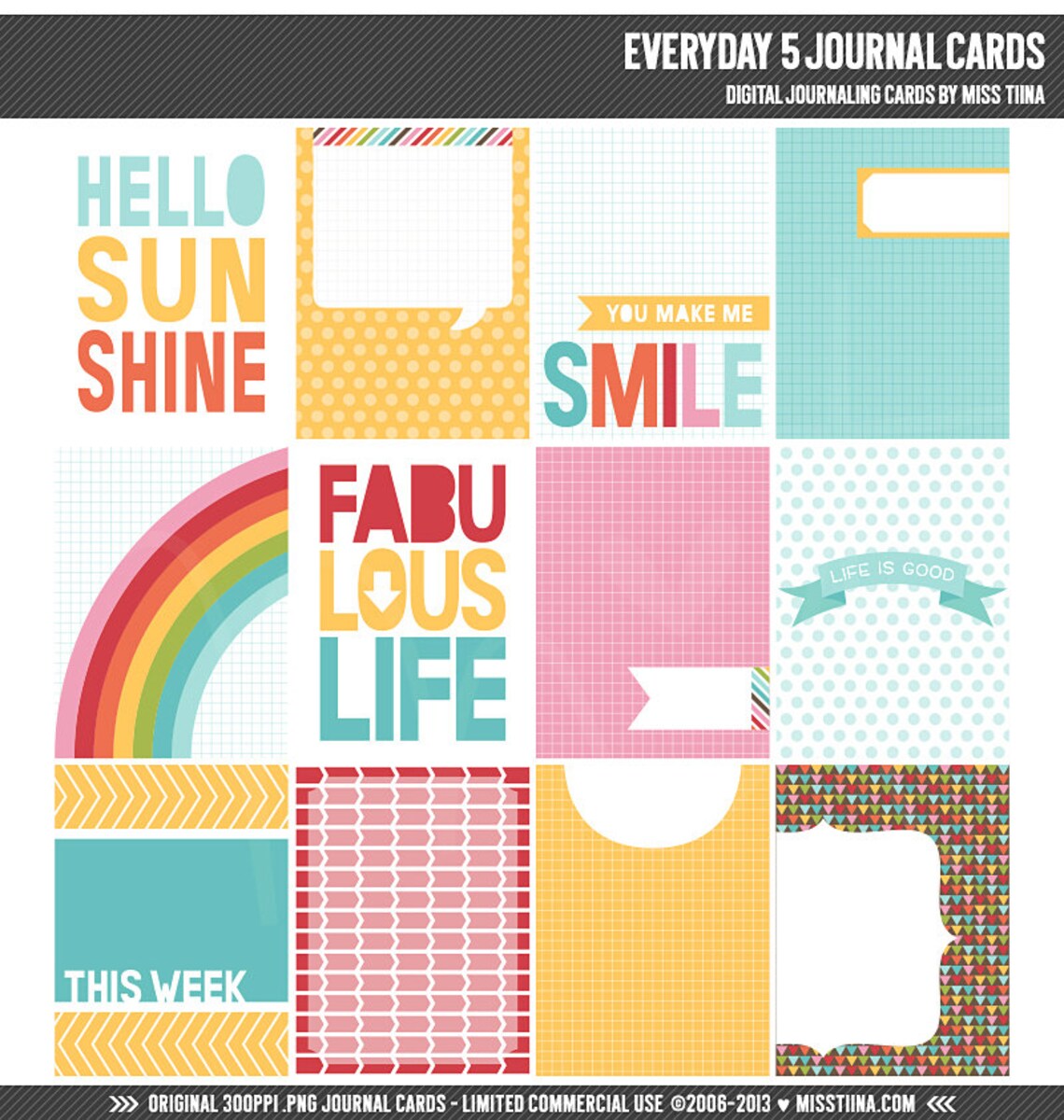 Everyday 5 Digital Journal Cards - 3x4 Project Life Inspired Printable ...