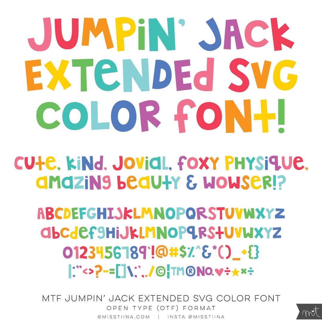MTF Jumpin' Jack Extended SVG Color Font Open Type - Miss Tiina Fonts ...