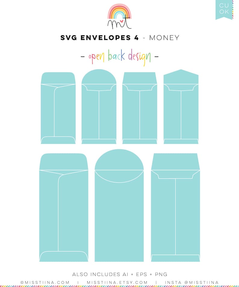 Envelopes 4 Money Bill Coin Holders SVG Digital Die Cutting - Etsy
