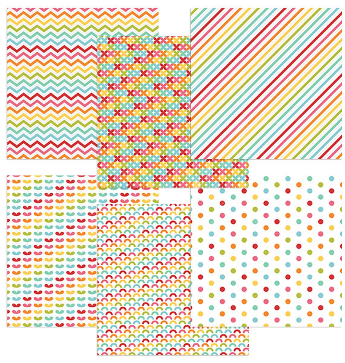 Rainbow Love Digital Papers 12 Patterns for Scrapbooking | Etsy