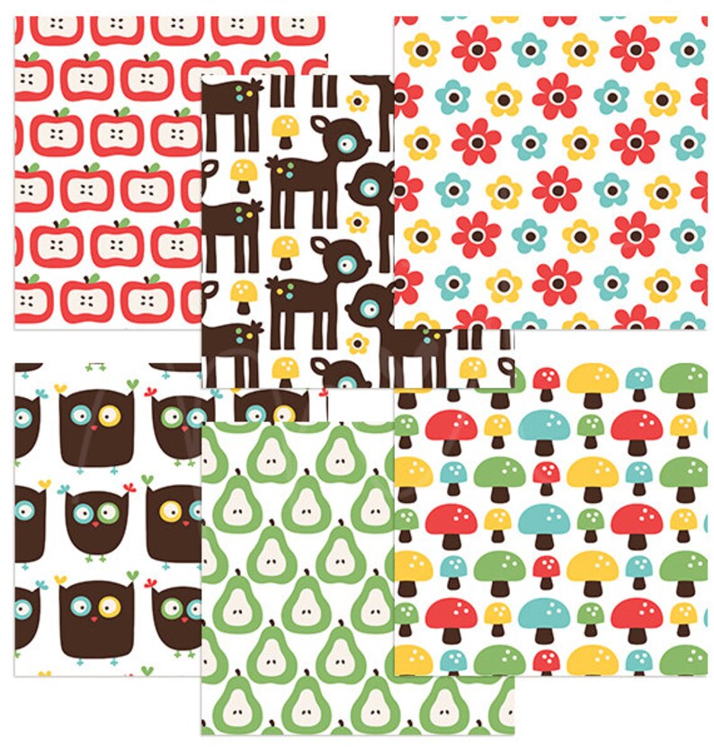 Forest Whimsy Digital Papers 12 Patterns for Scrapbooking - Etsy