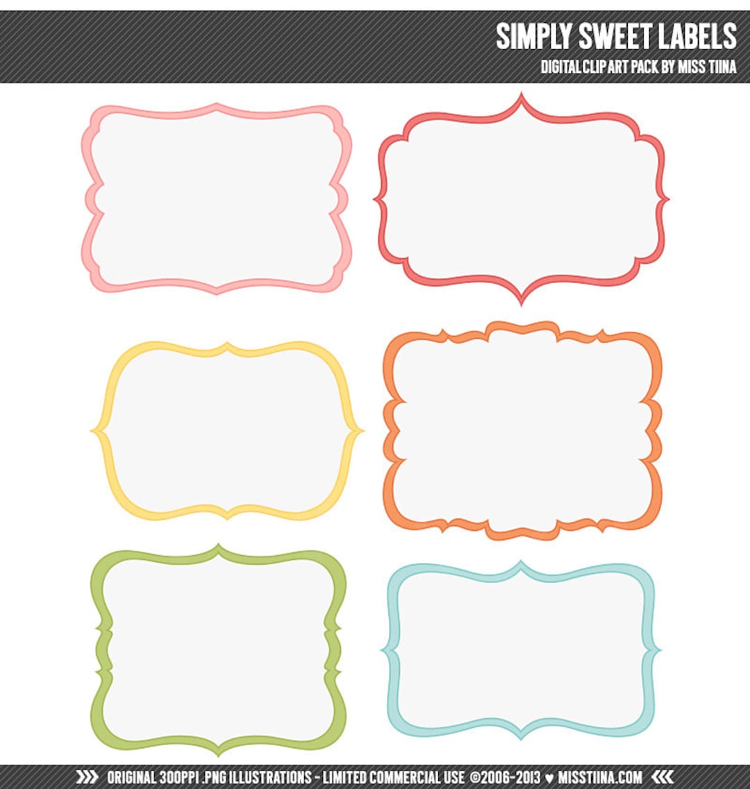 Simply Sweet Labels Digital Clipart Clip Art Illustrations - Instant ...