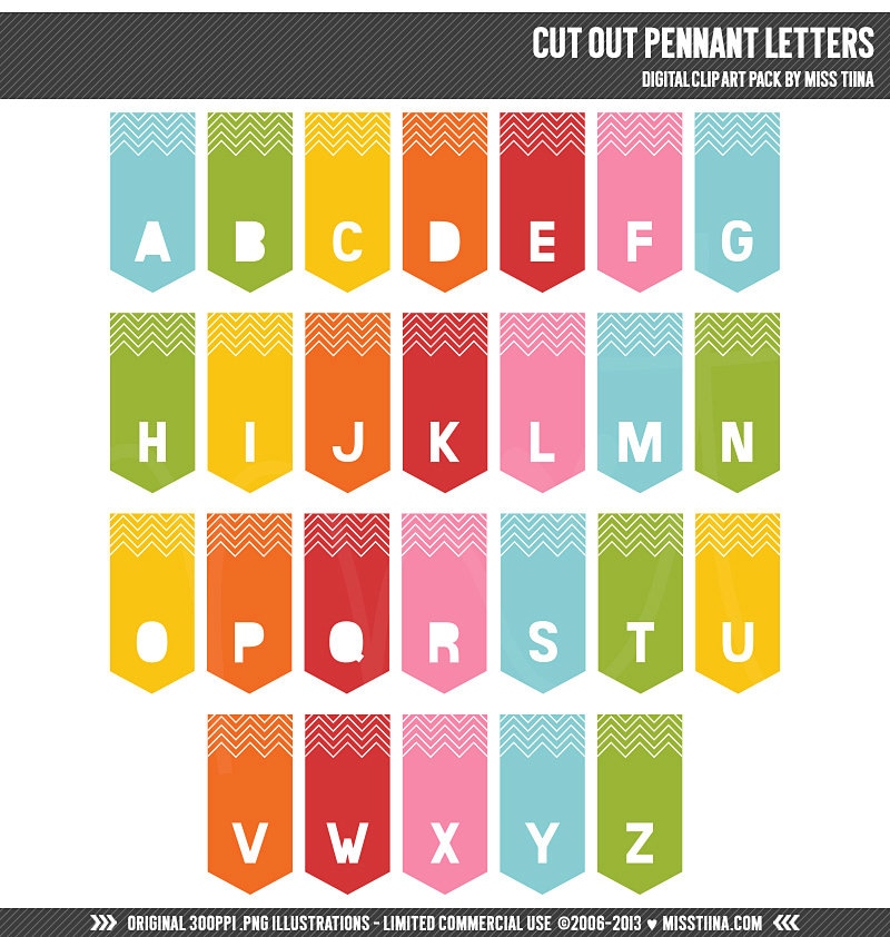 Cut Out Pennant Letters Digital Clipart Clip Art Illustrations - Etsy