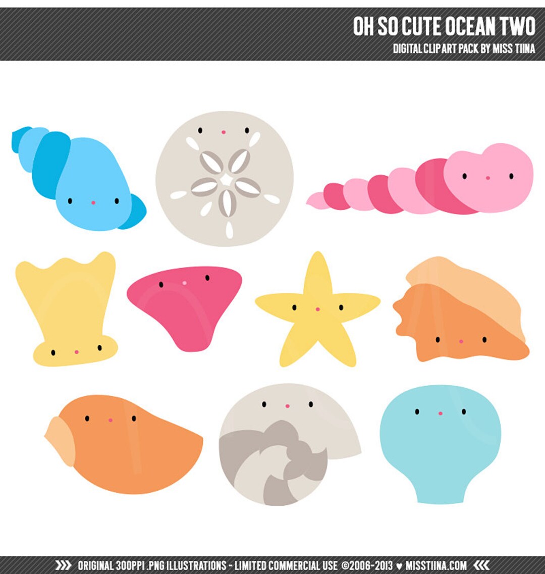 Oh so Cute Ocean Two Digital Clipart Clip Art Illustrations - Instant ...