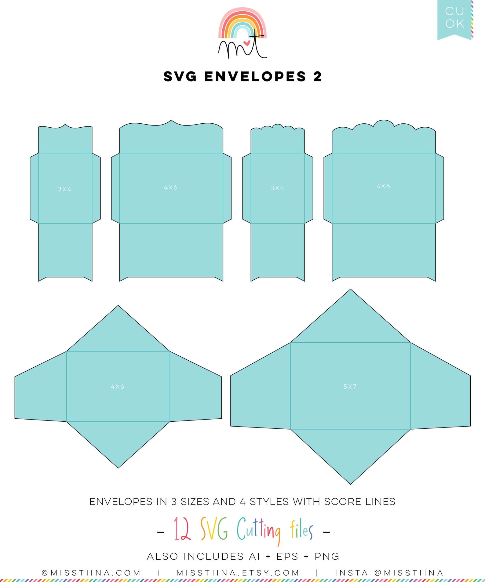 Envelopes 2 SVG Digital Die Cutting Files With Liners Cards - Etsy