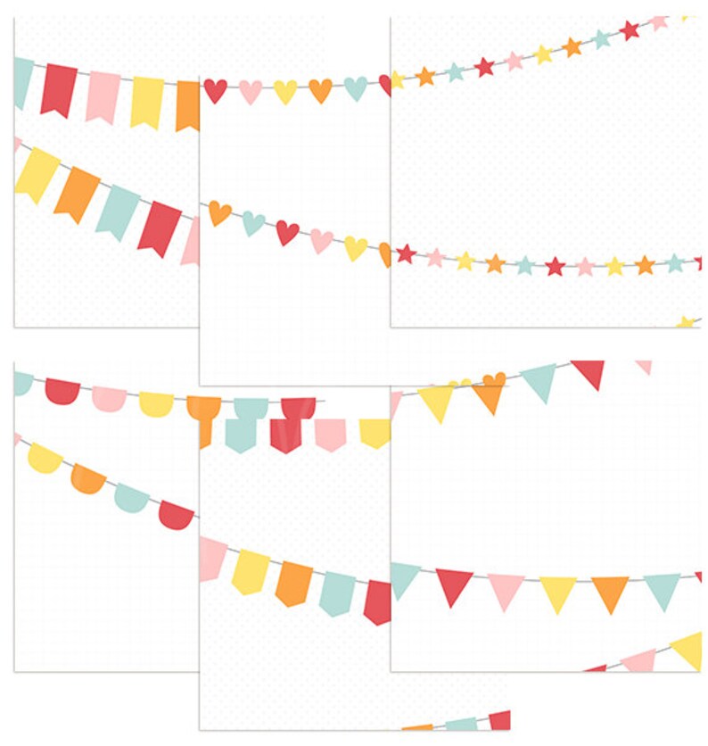 Rainbow Bunting Digital Papers 6 Patterns for Scrapbooking - Etsy
