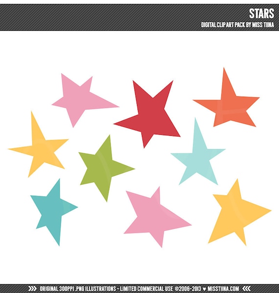 Stars Digital Clipart Clip Art Illustrations Instant | Etsy