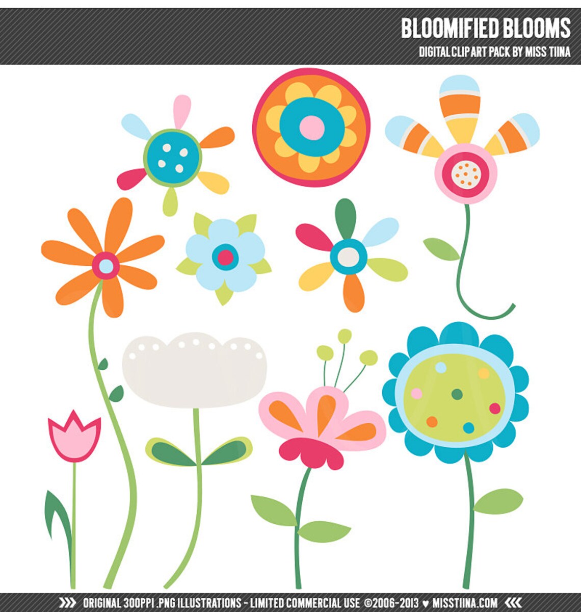 Bloomified Blooms Digital Clipart Clip Art Illustrations - Etsy