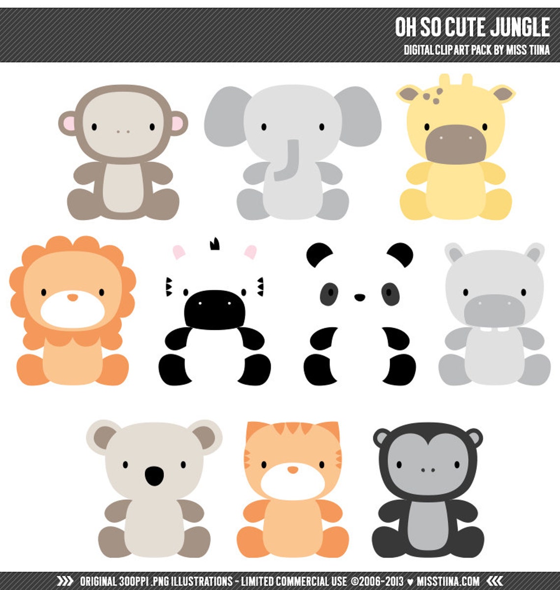 Oh so Cute Jungle Digital Clipart Clip Art Illustrations - Etsy
