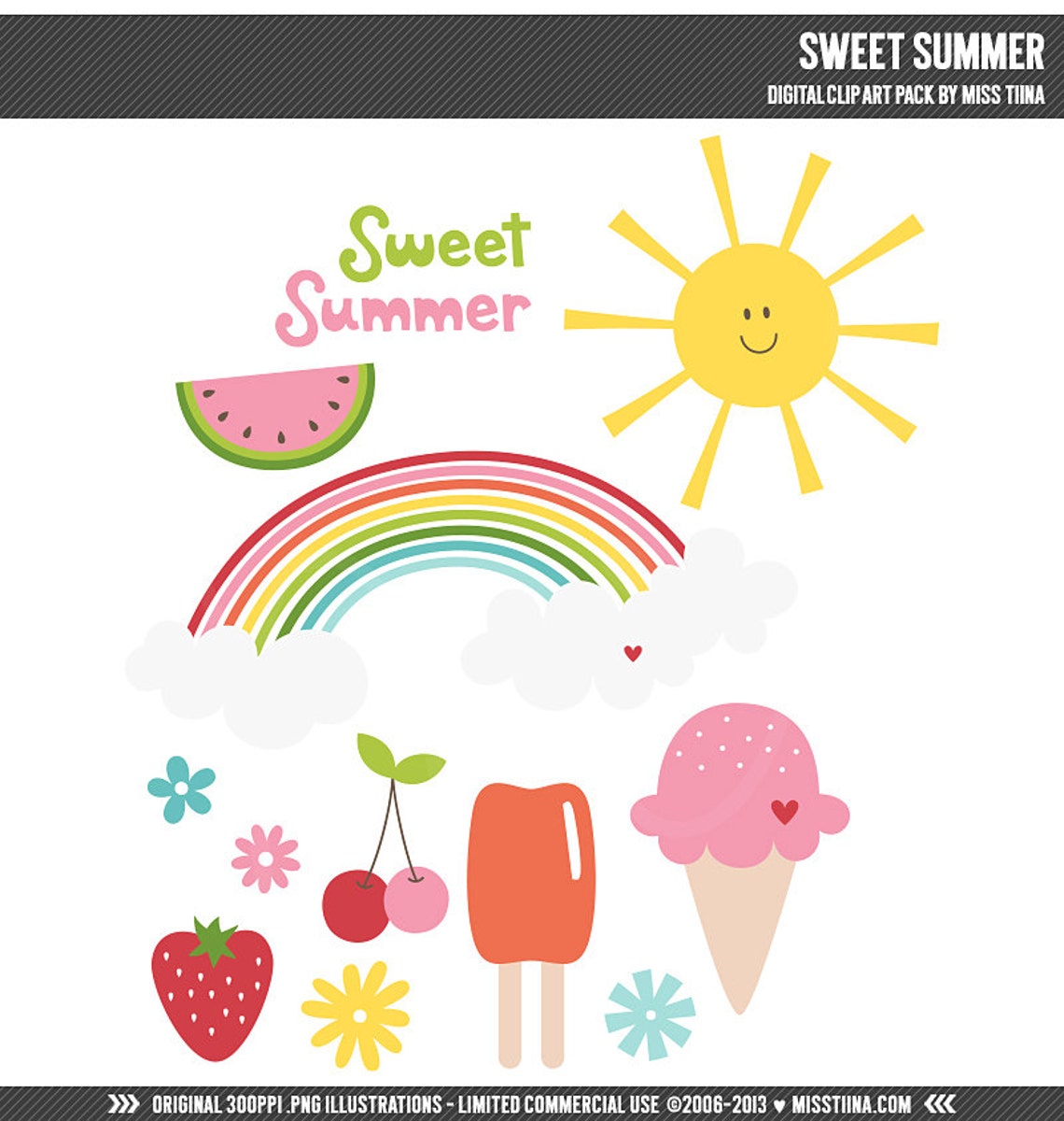 Sweet Summer Digital Clipart Clip Art Illustrations Instant - Etsy
