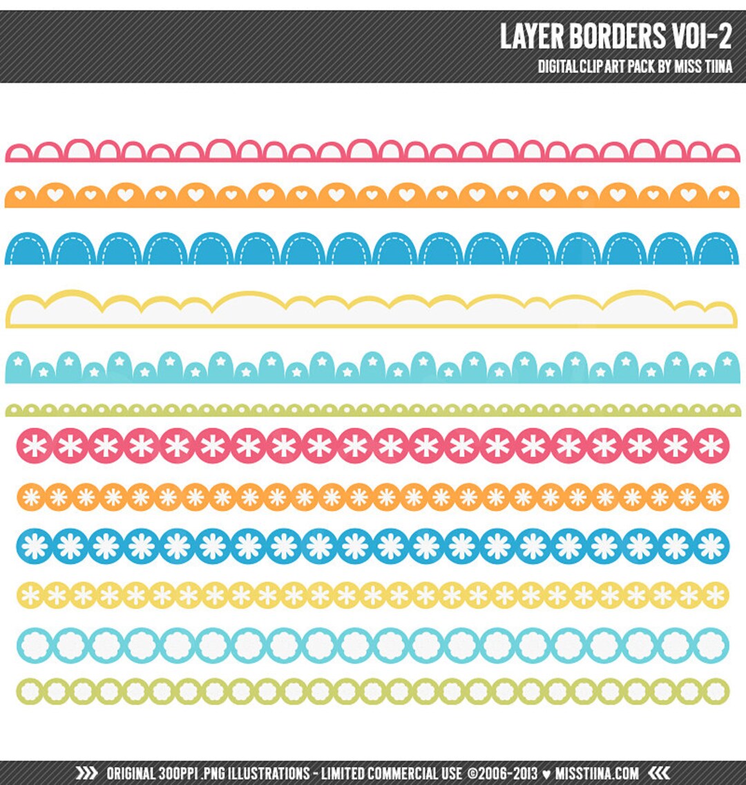 Layer Borders Vo1-2 Digital Clipart Clip Art Illustrations - Instant ...