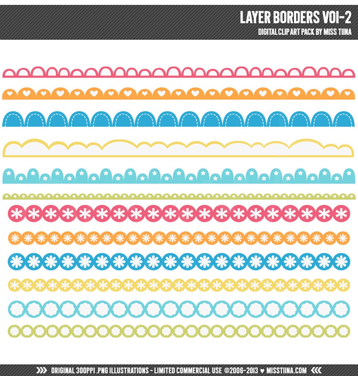 Layer Borders Vo1-2 Digital Clipart Clip Art Illustrations | Etsy