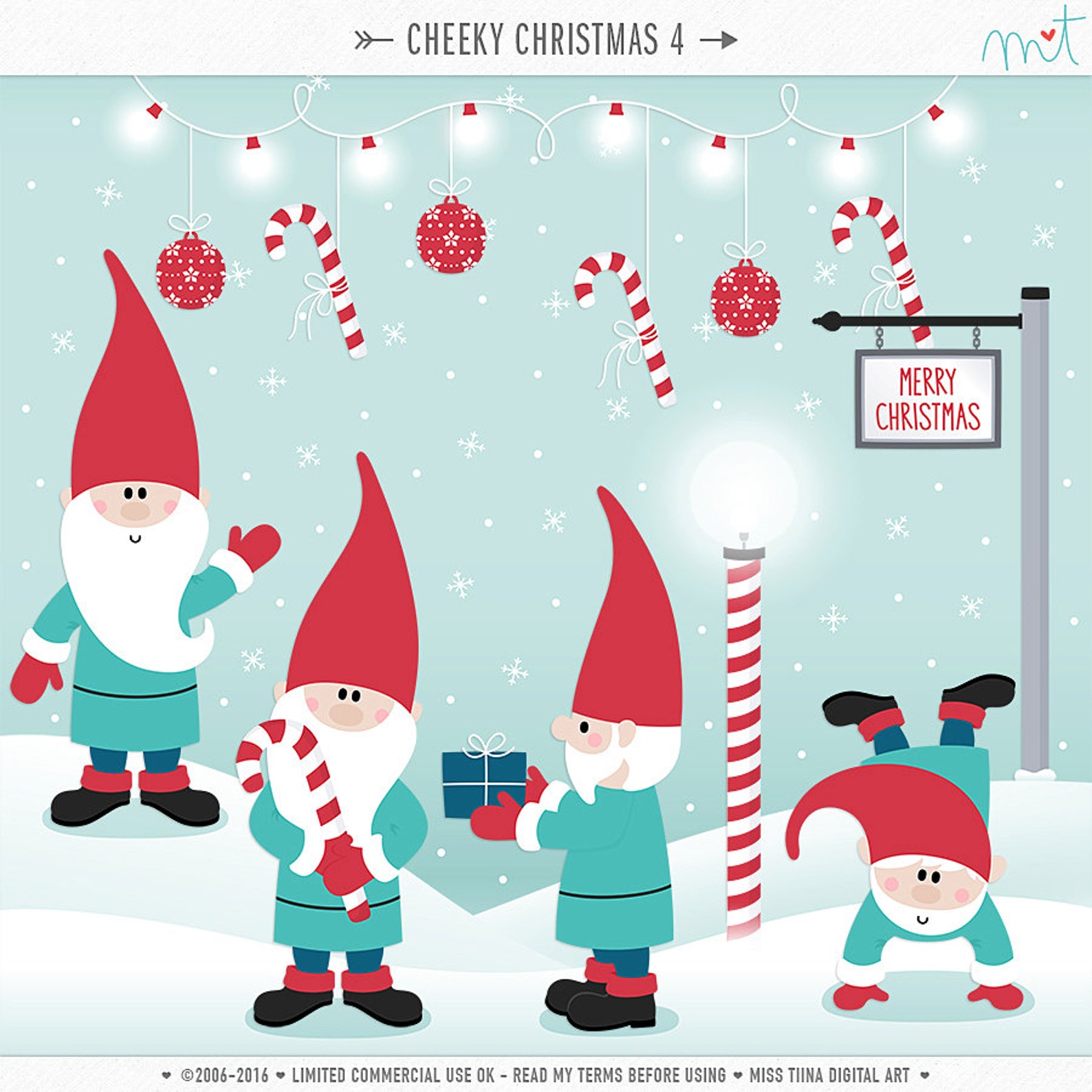 Cheeky Gnomes Christmas 4 Digital Clipart Clip Art Illustrations ...