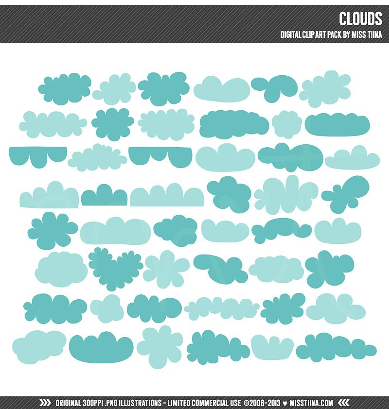 Clouds Digital Clipart Clip Art Illustrations Instant - Etsy