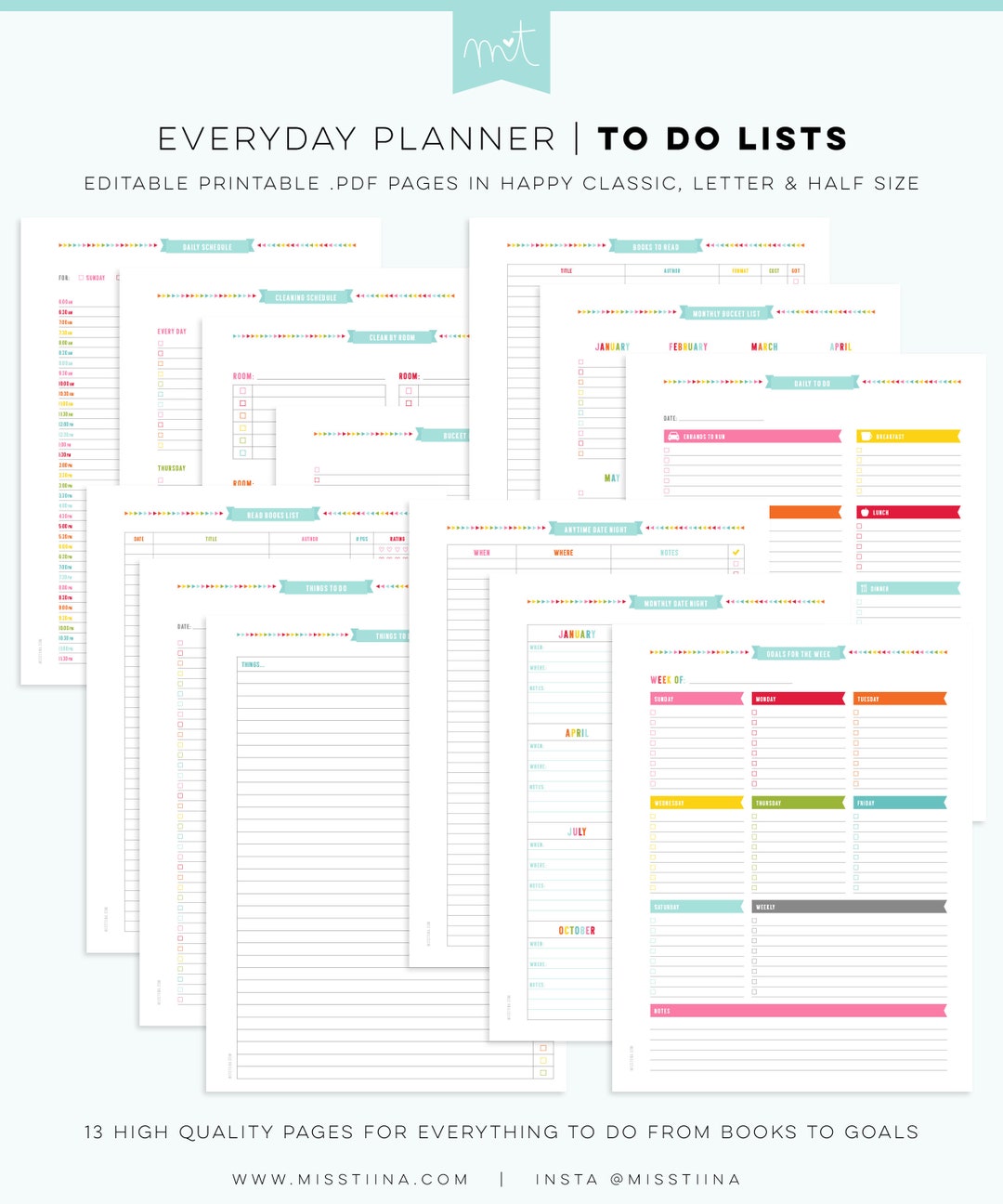 S2 to Do Lists EDITABLE PDF Everyday Planner Printables Happy Classic ...