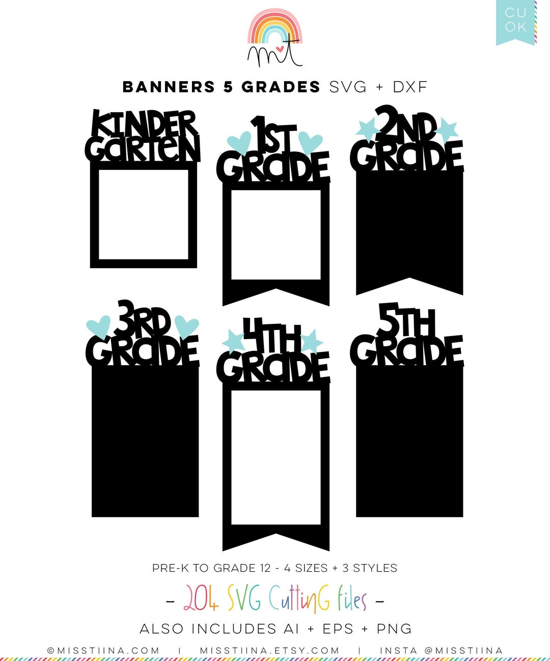 Banners 5 - Grades School Graduation Photo Templates 204 SVG DXF + Ai ...