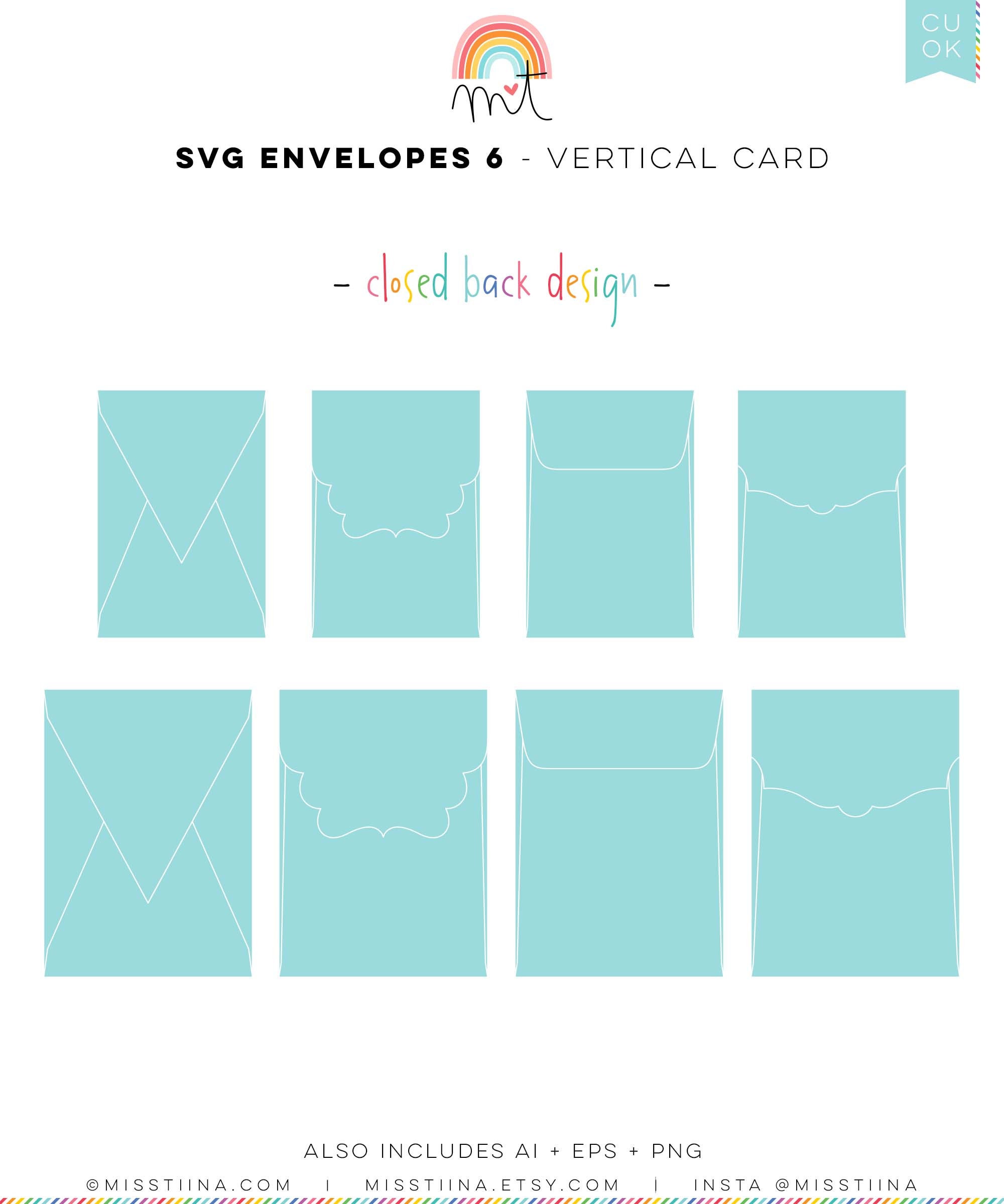 Envelopes 6 Vertical Card SVG Digital Die Cutting Files With - Etsy