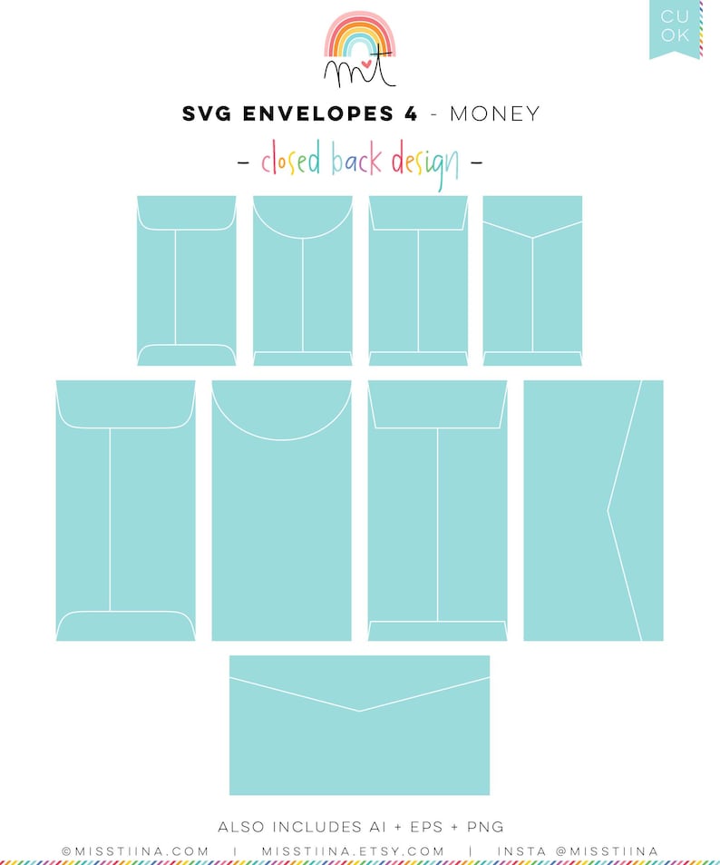 Envelopes 4 Money Bill Coin Holders SVG Digital Die Cutting - Etsy