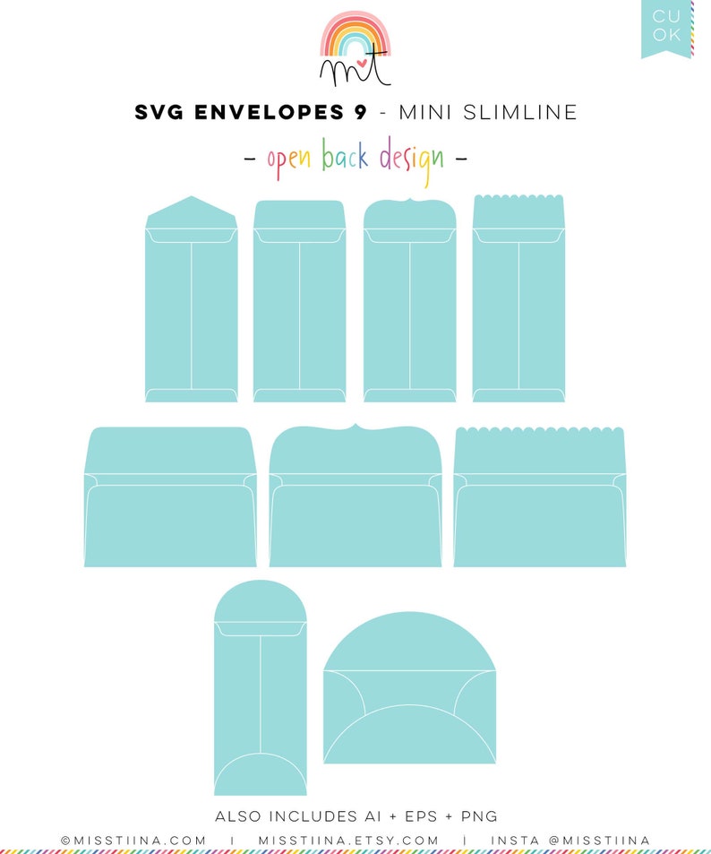 Envelopes 9 Mini Slimline SVG Digital Die Cutting Files - Etsy