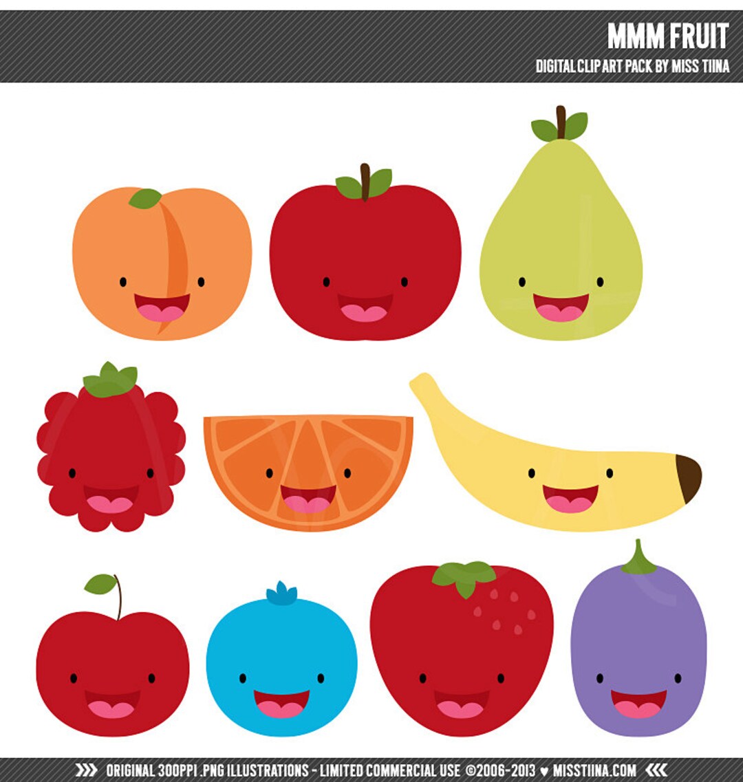 Mmm Fruit Digital Clipart Clip Art Illustrations - Instant Download ...
