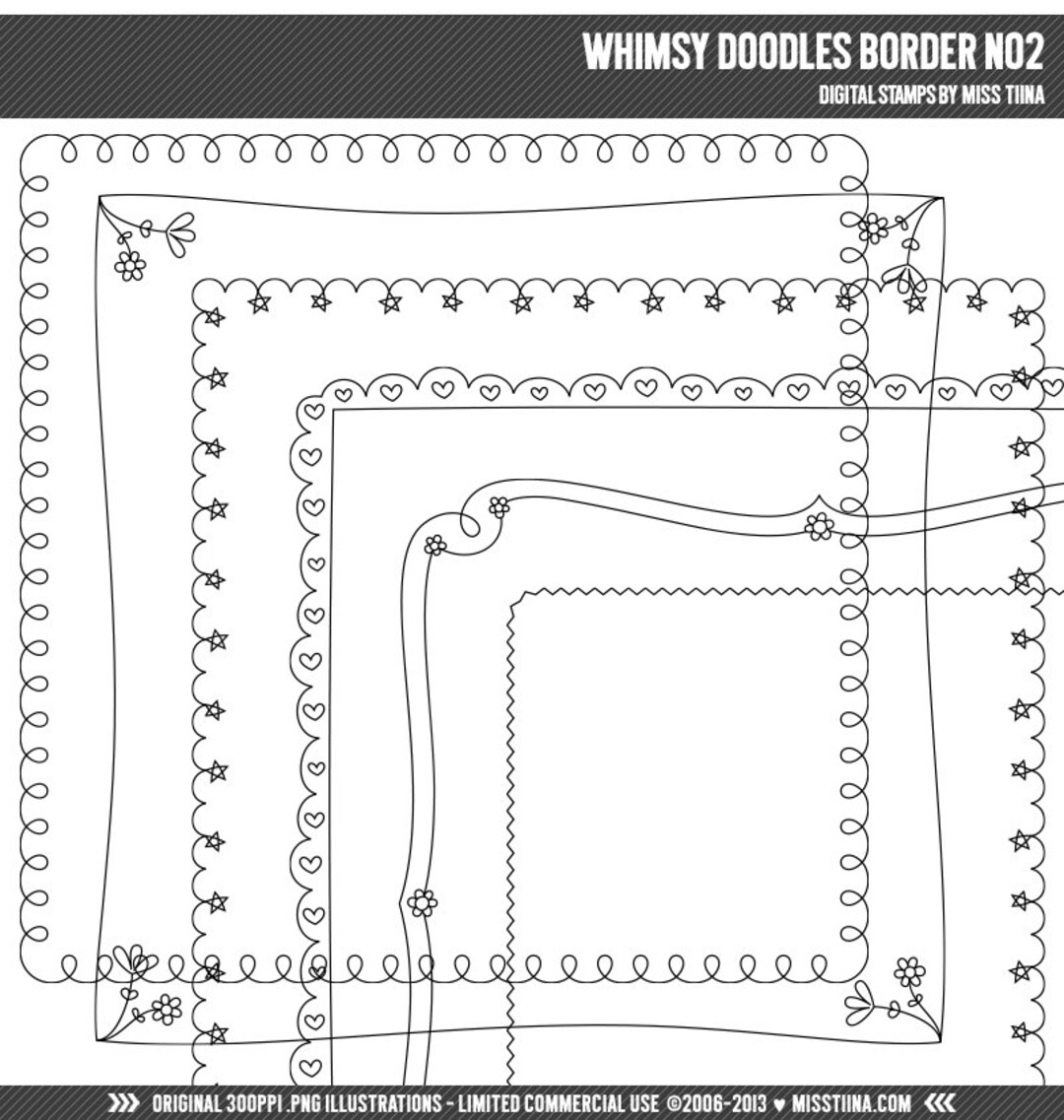 Whimsy Doodles Borders No2 Digital Stamps Clipart Clip Art ...