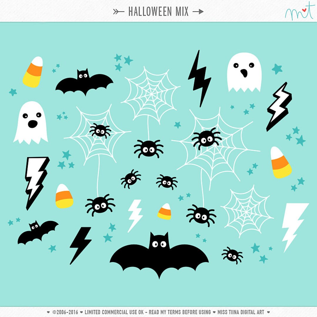 Halloween Mix Vector Doodles Digital Clipart Clip Art Illustrations ...