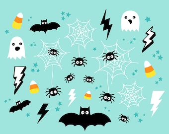 Cute Halloween Doodles Digital Clipart Clip Art Illustrations | Etsy