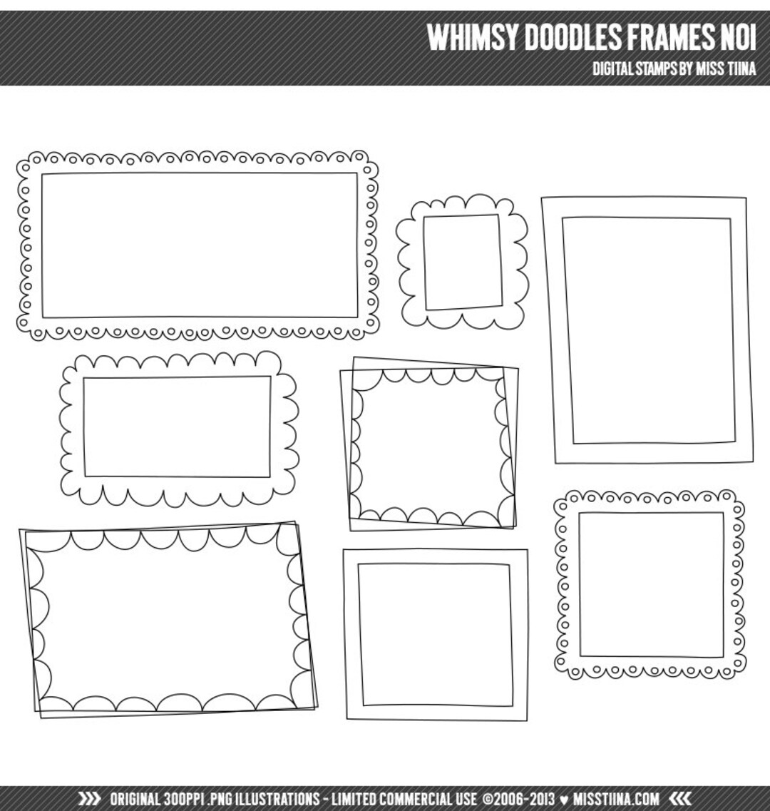 Whimsy Doodles Frames No1 Digital Stamps Clipart Clip Art Illustrations ...