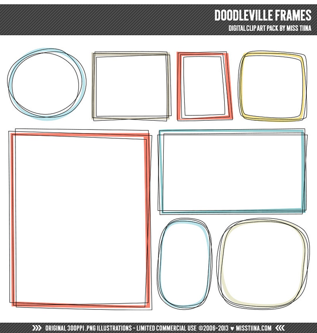 Doodleville Frames Digital Clipart Clip Art Illustrations - Instant ...
