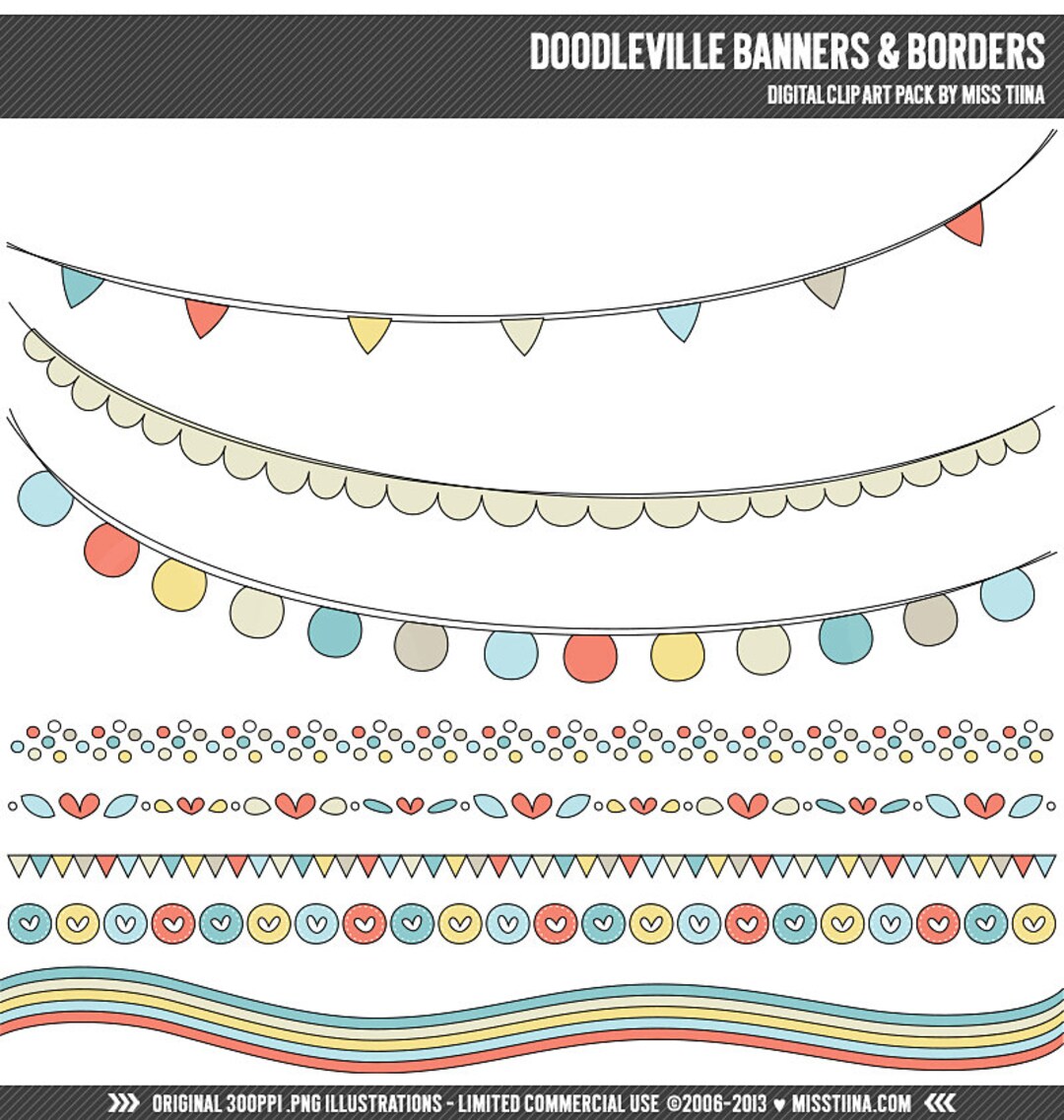 Doodleville Banners & Borders Digital Clipart Clip Art Illustrations ...