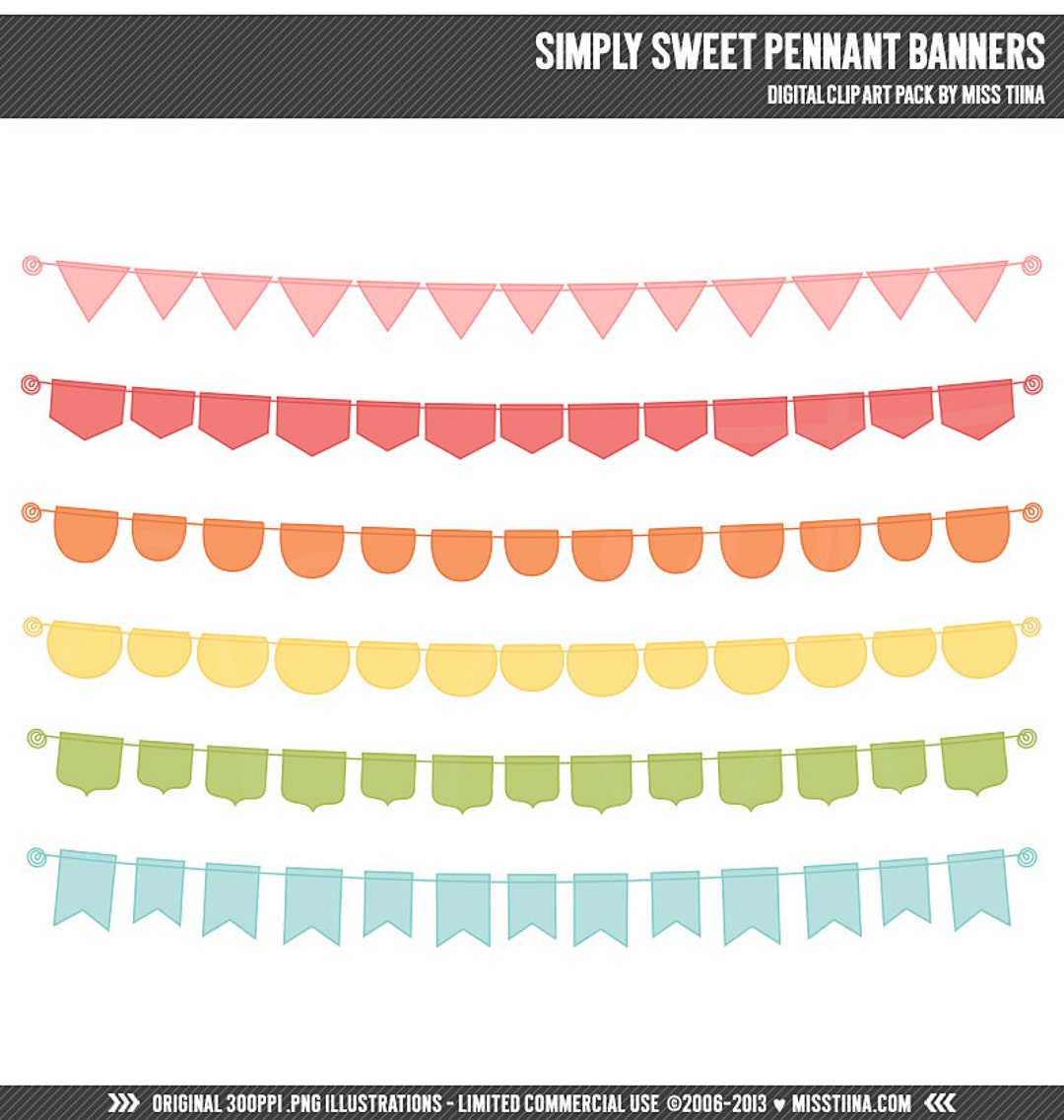 Simply Sweet Rainbow Pennant Banners Digital Clipart Clip Art ...