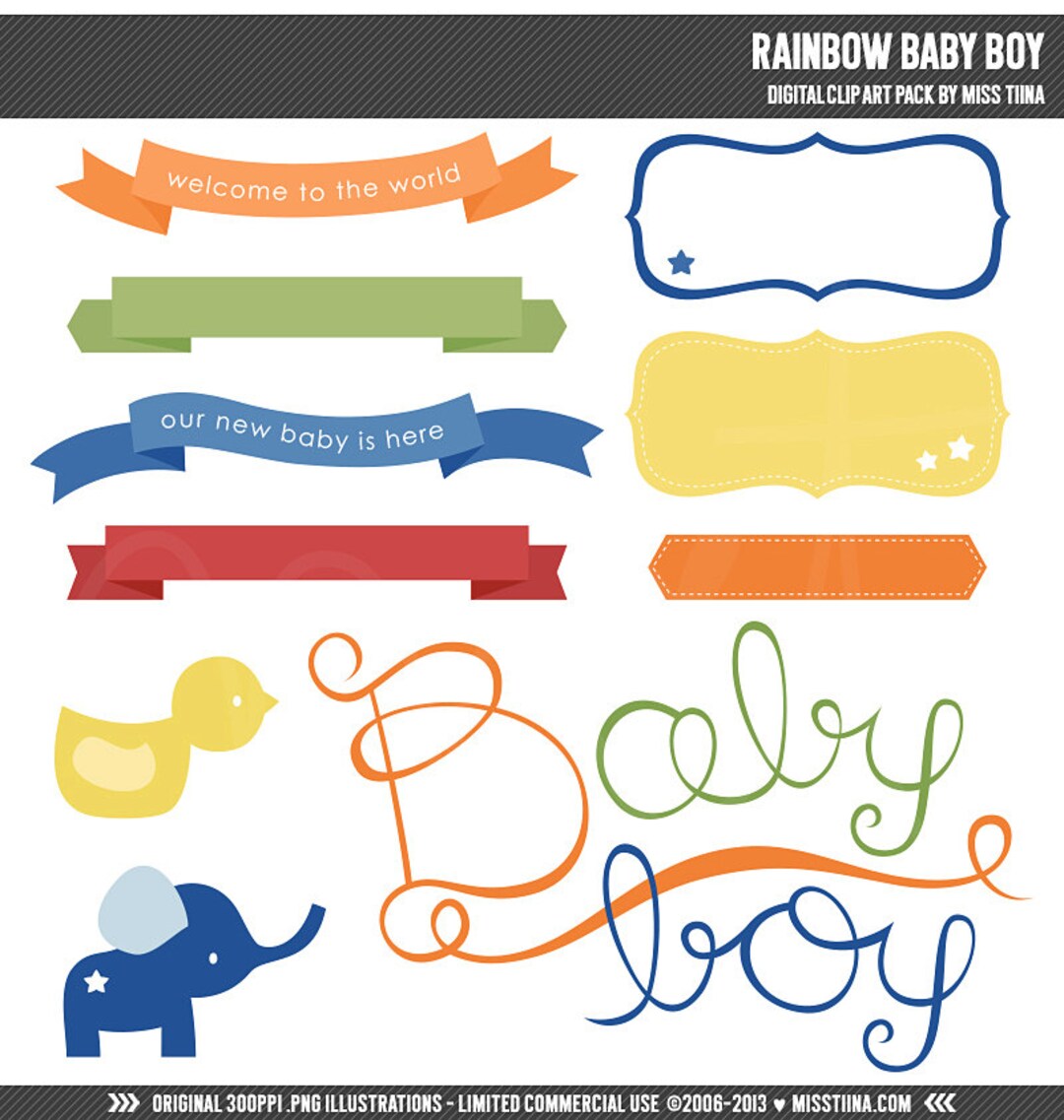 Rainbow Baby Boy Digital Clipart Clip Art Illustrations - Instant ...