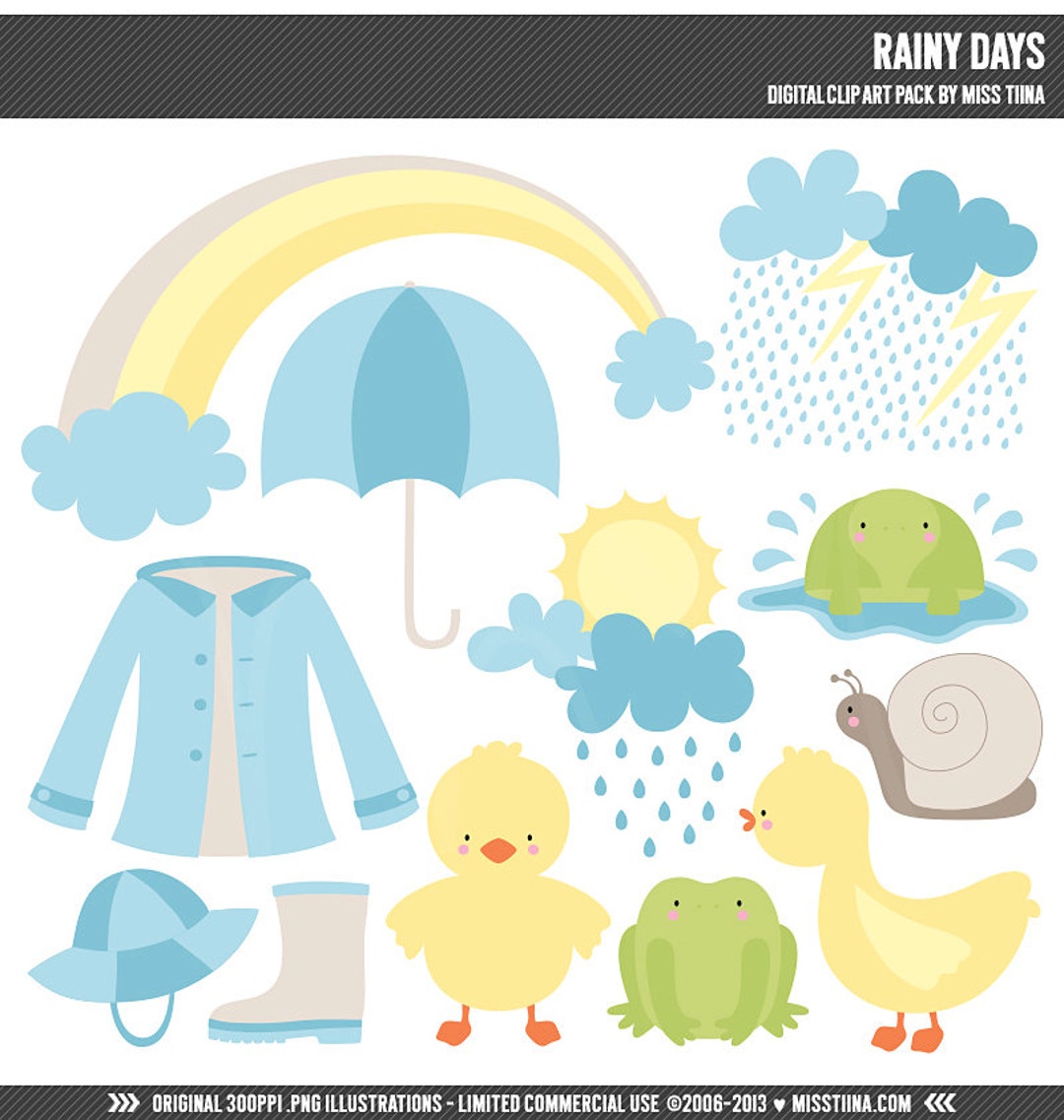 Rainy Days Digital Clipart Clip Art Illustrations - Instant Download ...