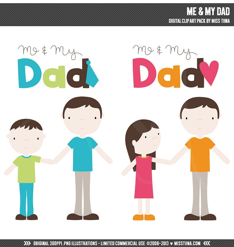 Me & My Dad Digital Clipart Clip Art Illustrations Instant - Etsy