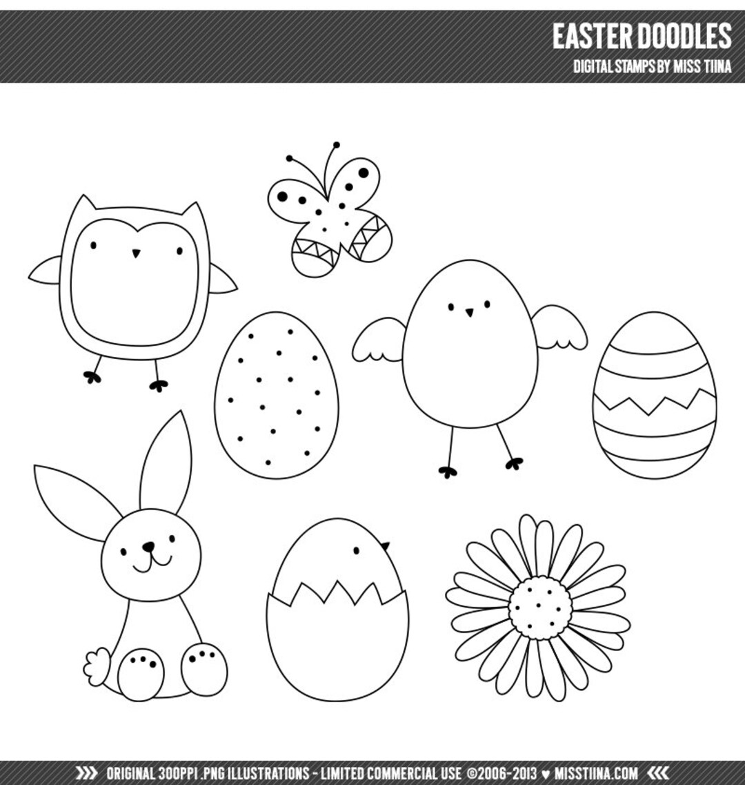 Easter Doodles Digital Stamps Clipart Clip Art Illustrations - Instant ...
