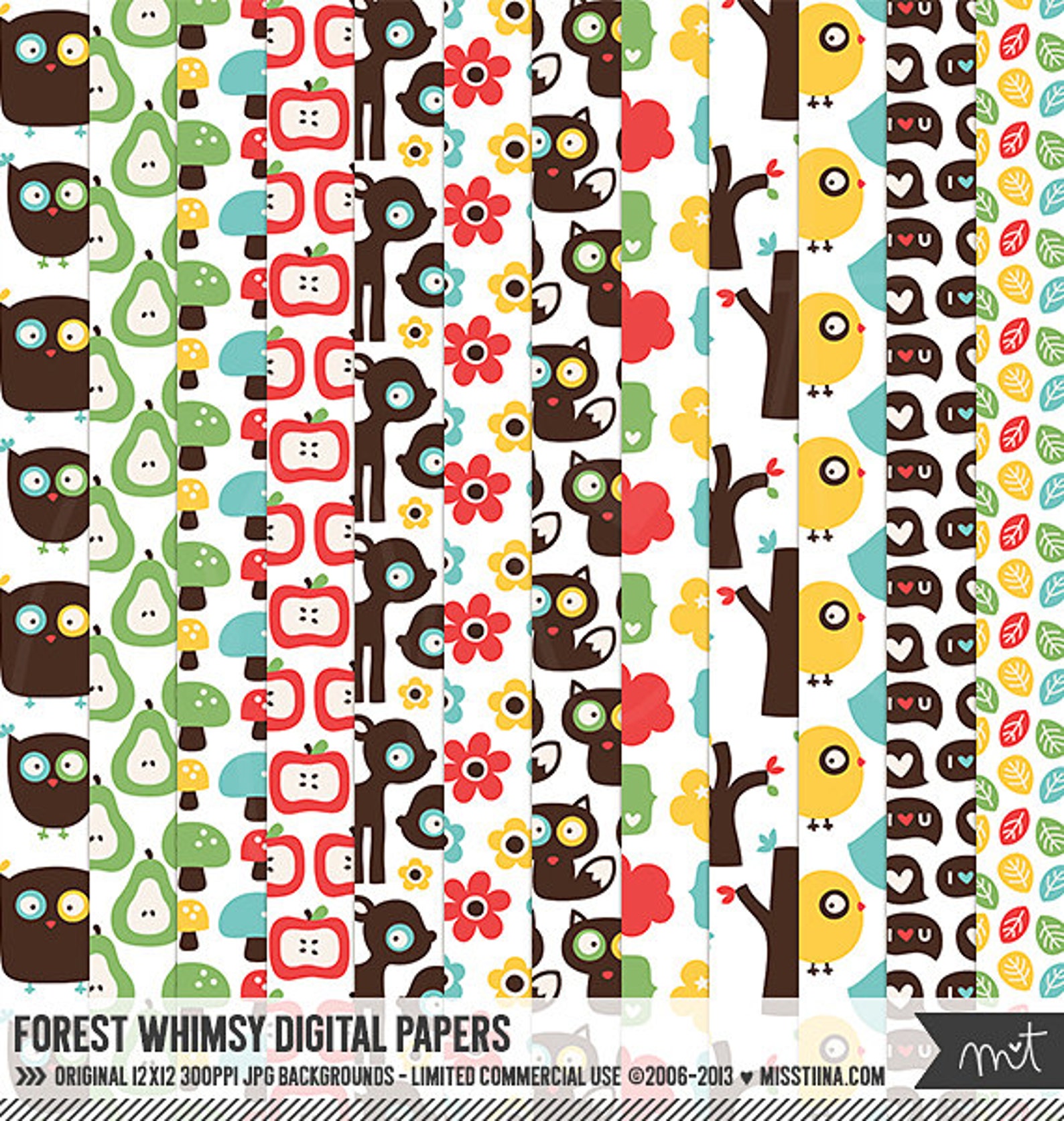 Forest Whimsy Digital Papers 12 Patterns for Scrapbooking - Etsy